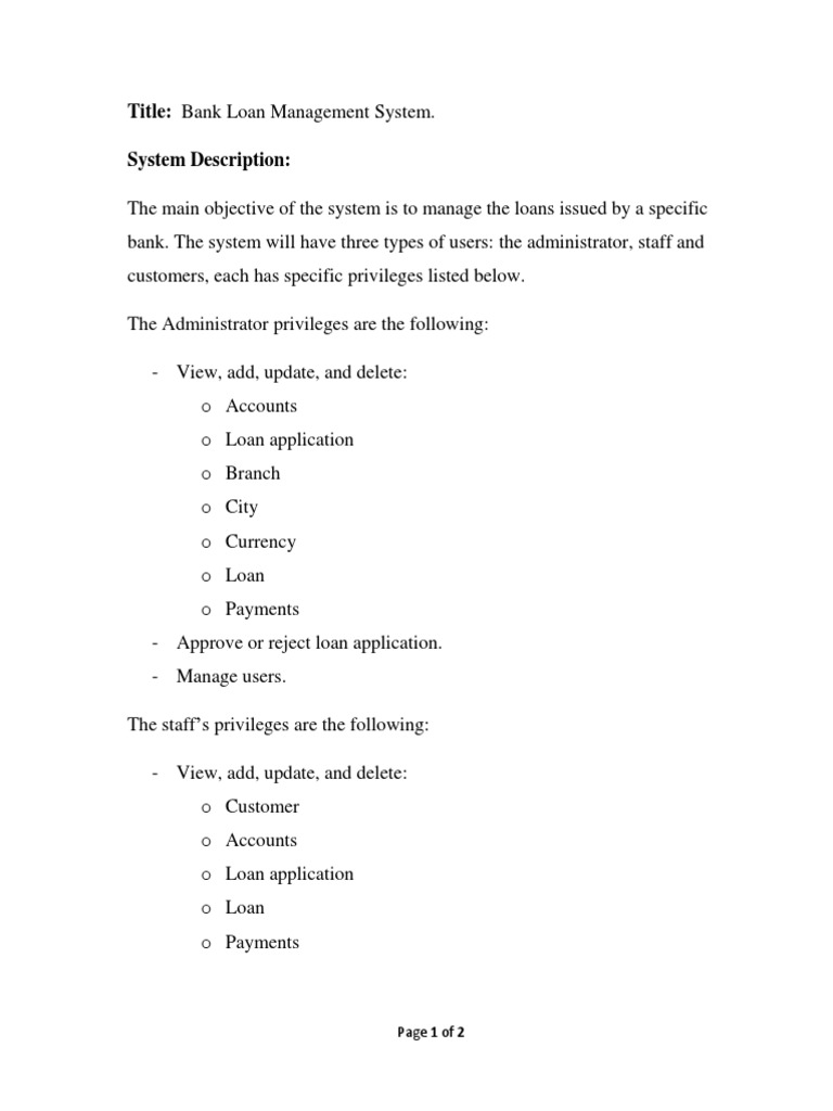 Bank Loan Management System Overview | PDF | Payments | Banks