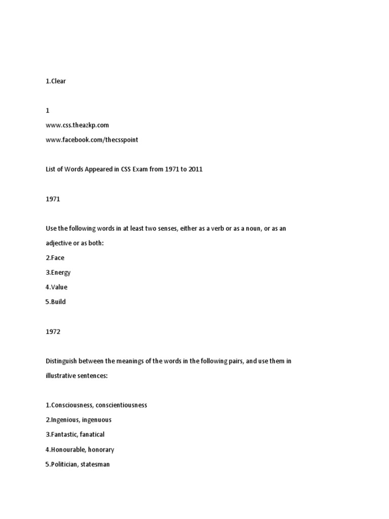 List of Words in Css | PDF | Phrase | Lexical Semantics