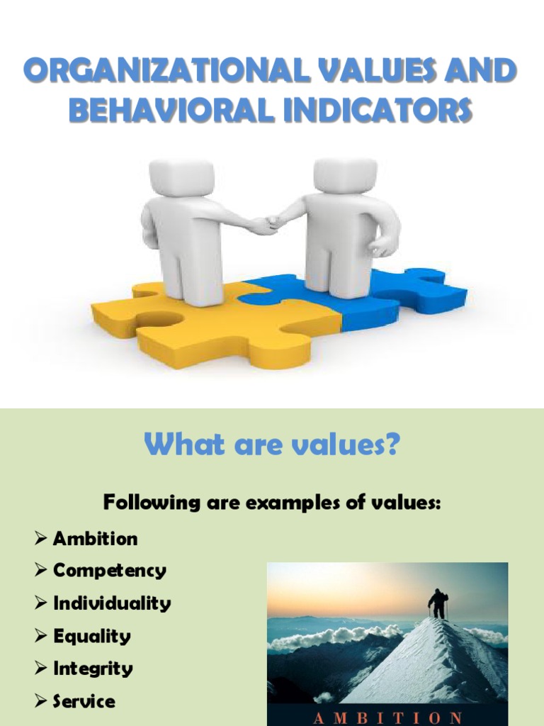 Defining Organizational Values and Identifying Key Behavioral ...
