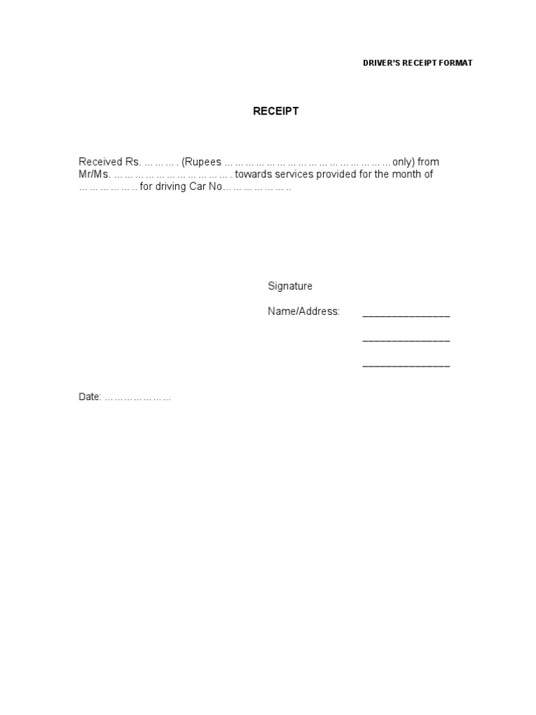 Driver Salary Claim Format | PDF | Finance & Money Management