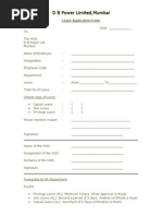 Short Leave Application Form: Applicant's Signature HOD Signature | PDF