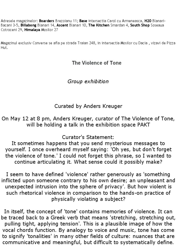 The Violence of Tone Exhibition | PDF | Linguistics | Epistemology
