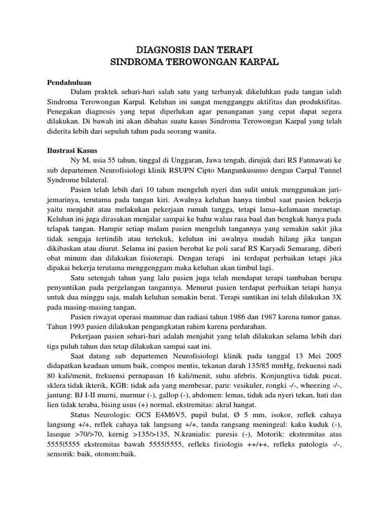 Diagnosis Dan Terapi Cts | PDF
