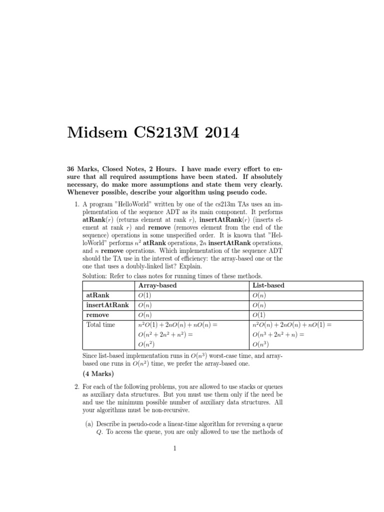 Midsem | PDF | Queue (Abstract Data Type) | Time Complexity Midsem | PDF | Queue (Abstract Data Type) | Time Complexity