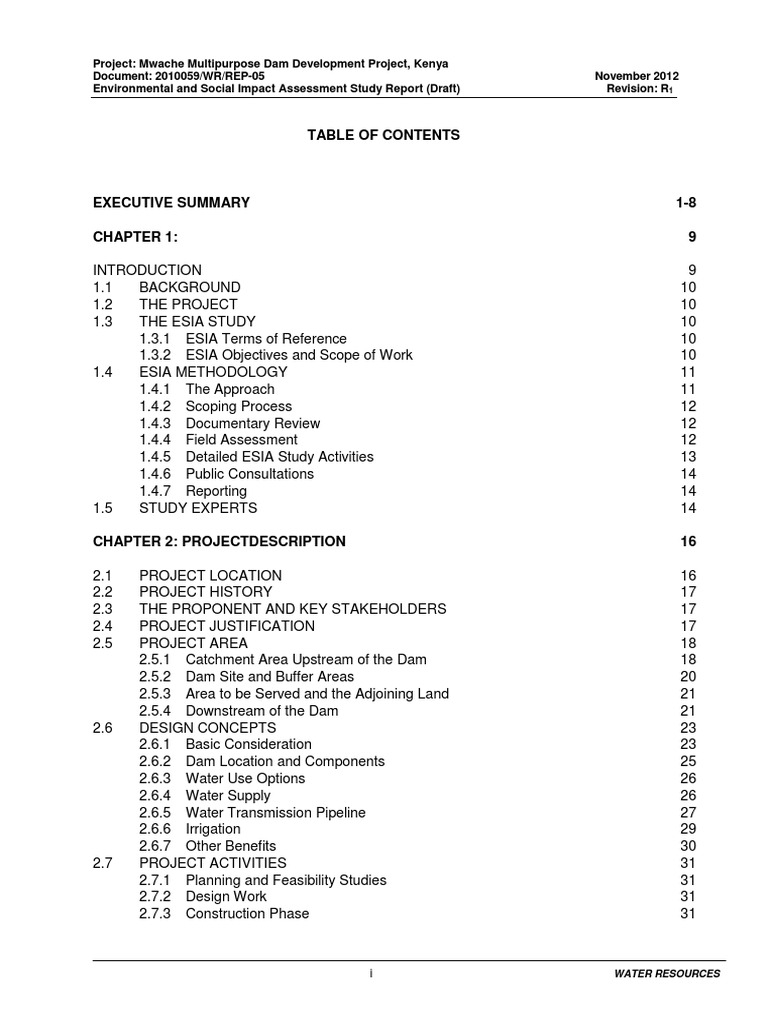 ESIA Report - 30-11-12 | PDF | Water Resources | Dam