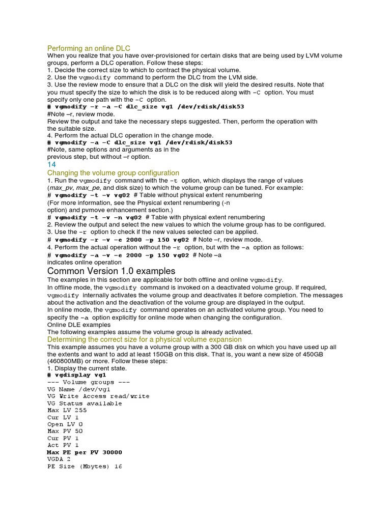 LVM Volume Group DLC and Configuration Guide | PDF | Disk Storage ...