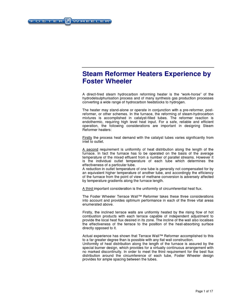 Steam Reformer Heaters | PDF | Vacuum Tube | Furnace