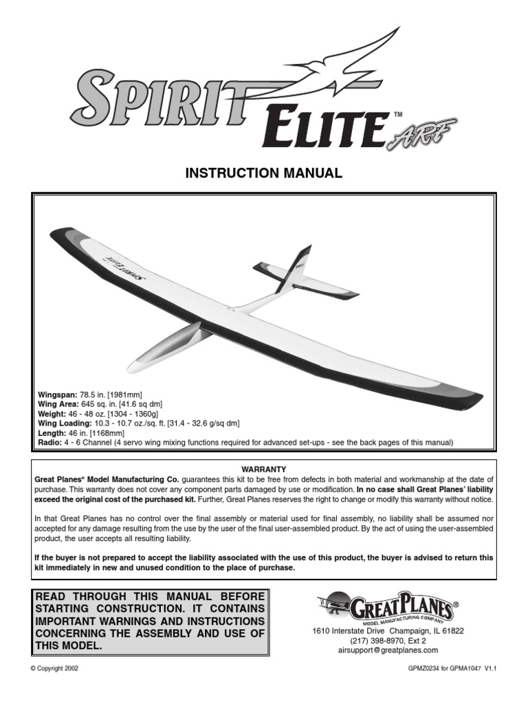 Spirit Elite Manual | PDF | Glider (Sailplane) | Flap (Aeronautics)