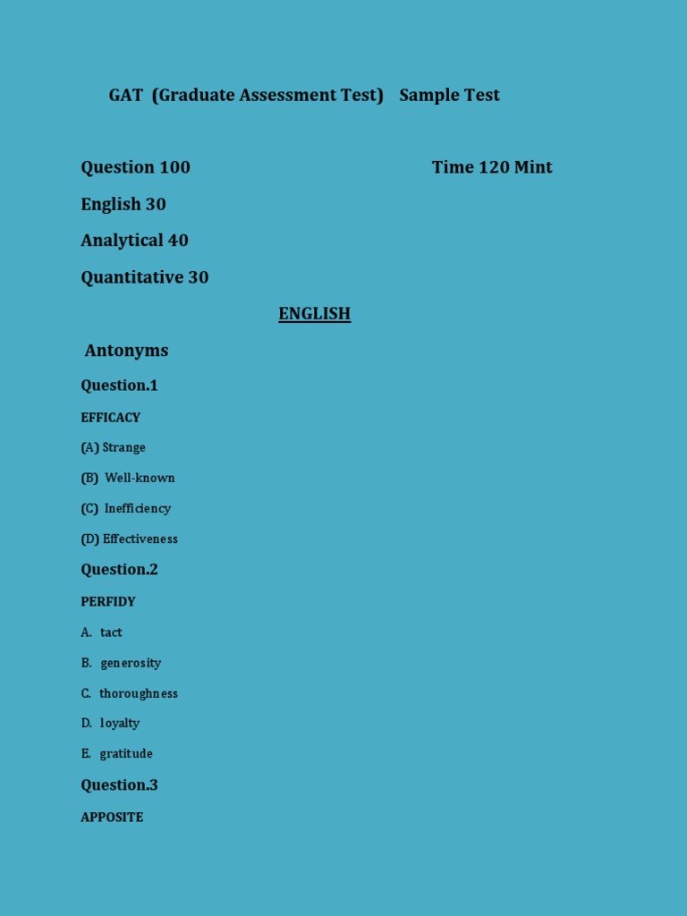 Gat Sample Test | Marriage | Argument