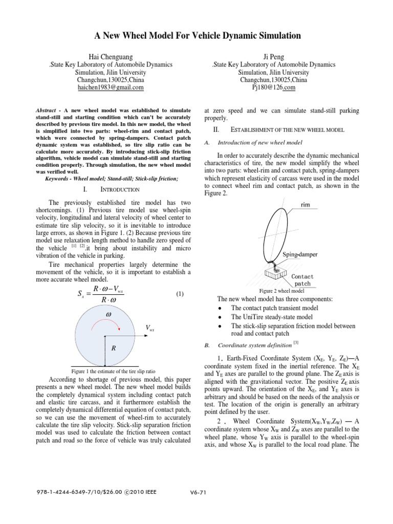 A New Wheel Model for Accurate Vehicle Dynamic Simulation | PDF | Friction | Force