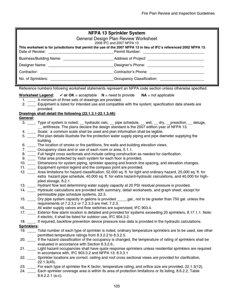 Sprinkler Plan Review NFPA 13 | Download Free PDF | Fire Sprinkler ...
