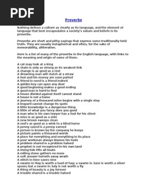 SOLUTION: 150 Common English Proverbs With Meanings And, 48% OFF