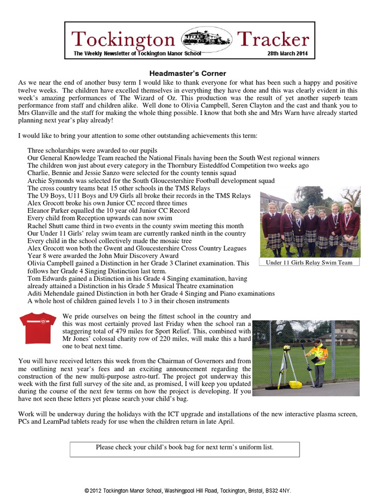 Tockington Tracker 28-03-14 | PDF | Leisure