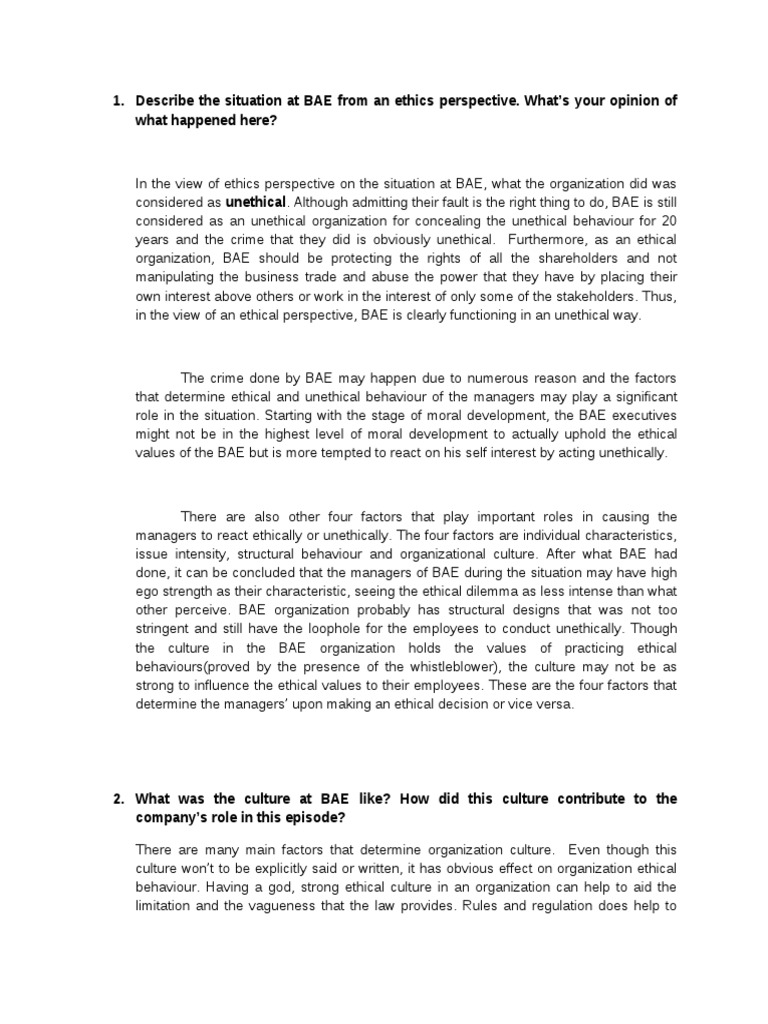 Bae Case Study | Download Free PDF | Value (Ethics) | Bribery