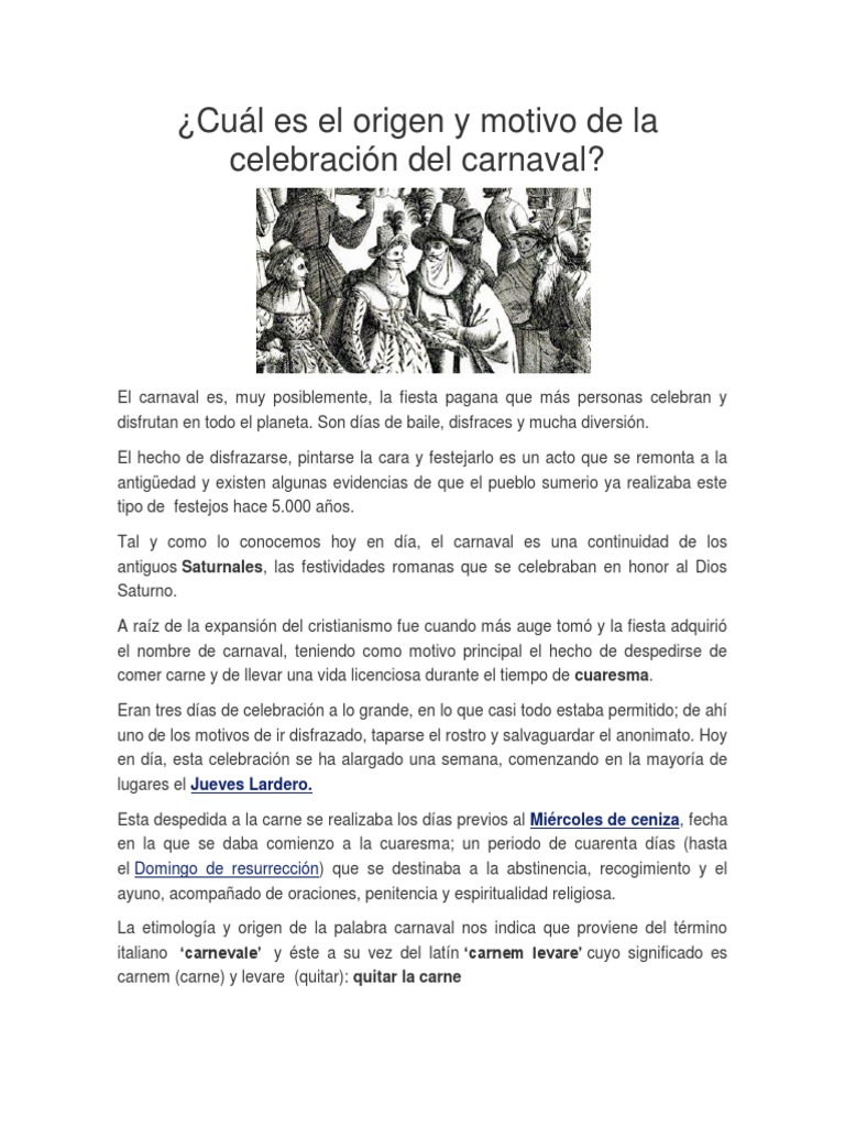 Origen y significado del carnaval | PDF