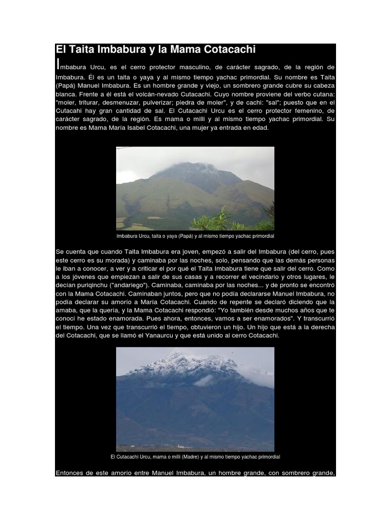 El Taita Imbabura y La Mama Cotacachi | PDF