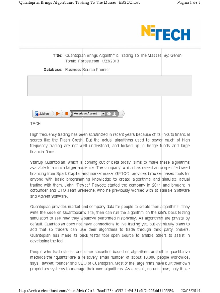 Quantopian Brings | PDF | Copyright | Computing