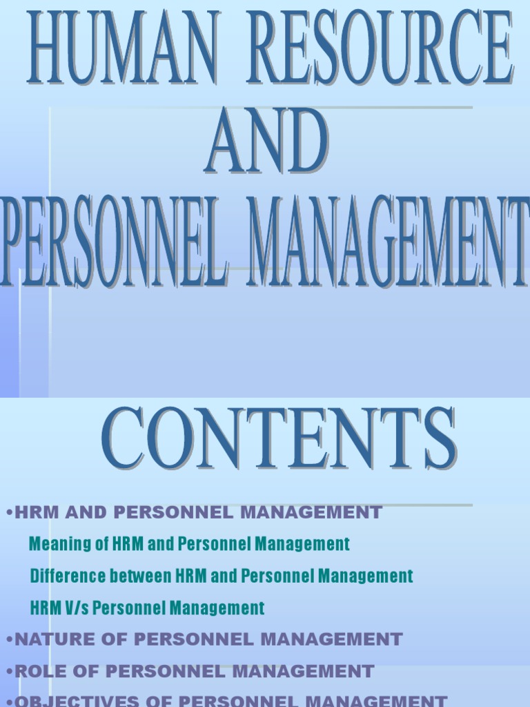 HRM and Personnel Management Functions and Objectives Compared | PDF ...