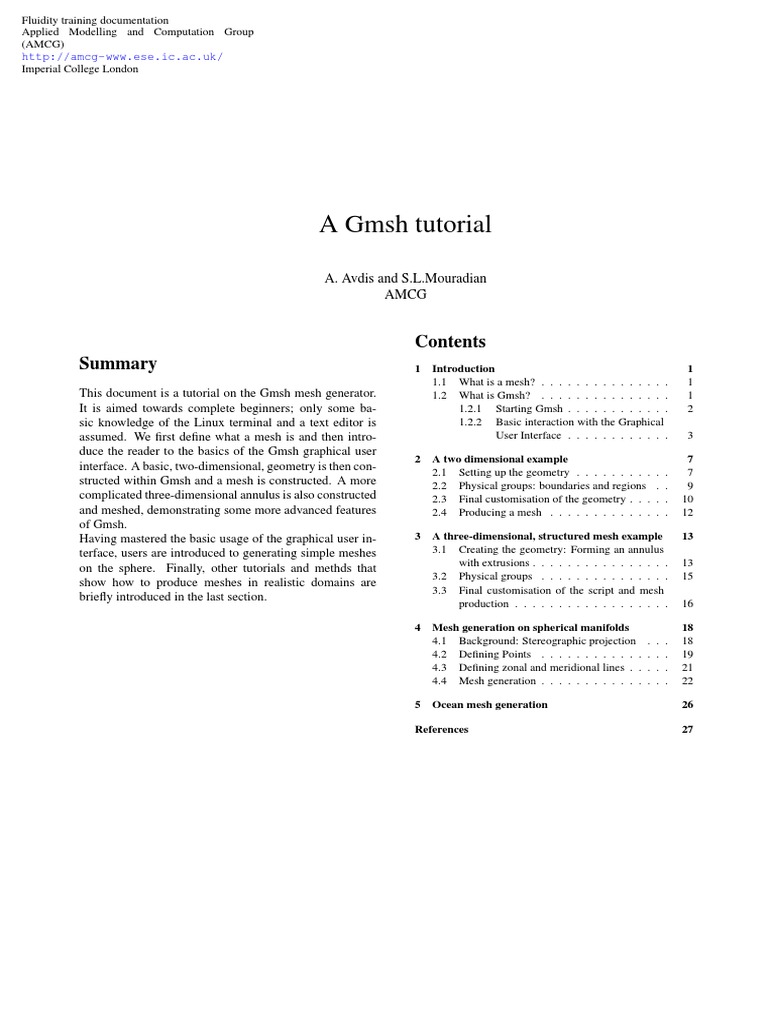 GMSH Tutorial | Download Free PDF | Latitude | Manifold