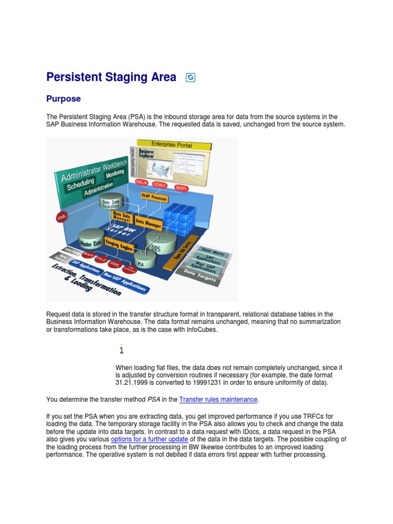Persistent Staging Area Sap Bi | PDF | Warehouse | Computer File