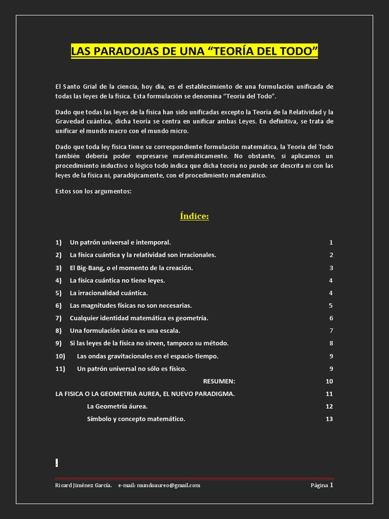 Las Paradojas de Una Teoria Del Todo | PDF | Mecánica cuántica | Física