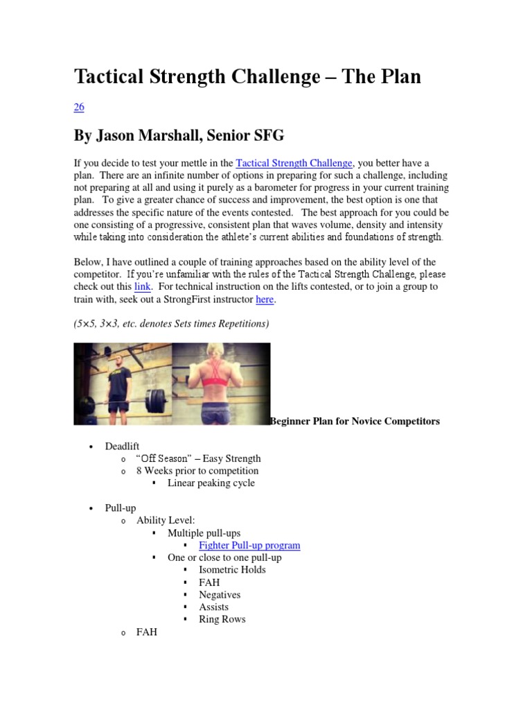 Tactical Strength Challenge Plan | PDF | Kettlebell | Recreation