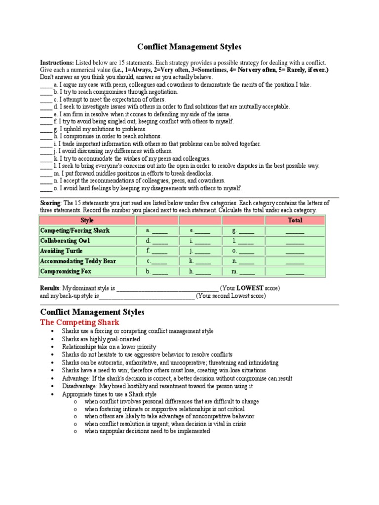 Understanding Conflict Management Styles | PDF | Action (Philosophy ...