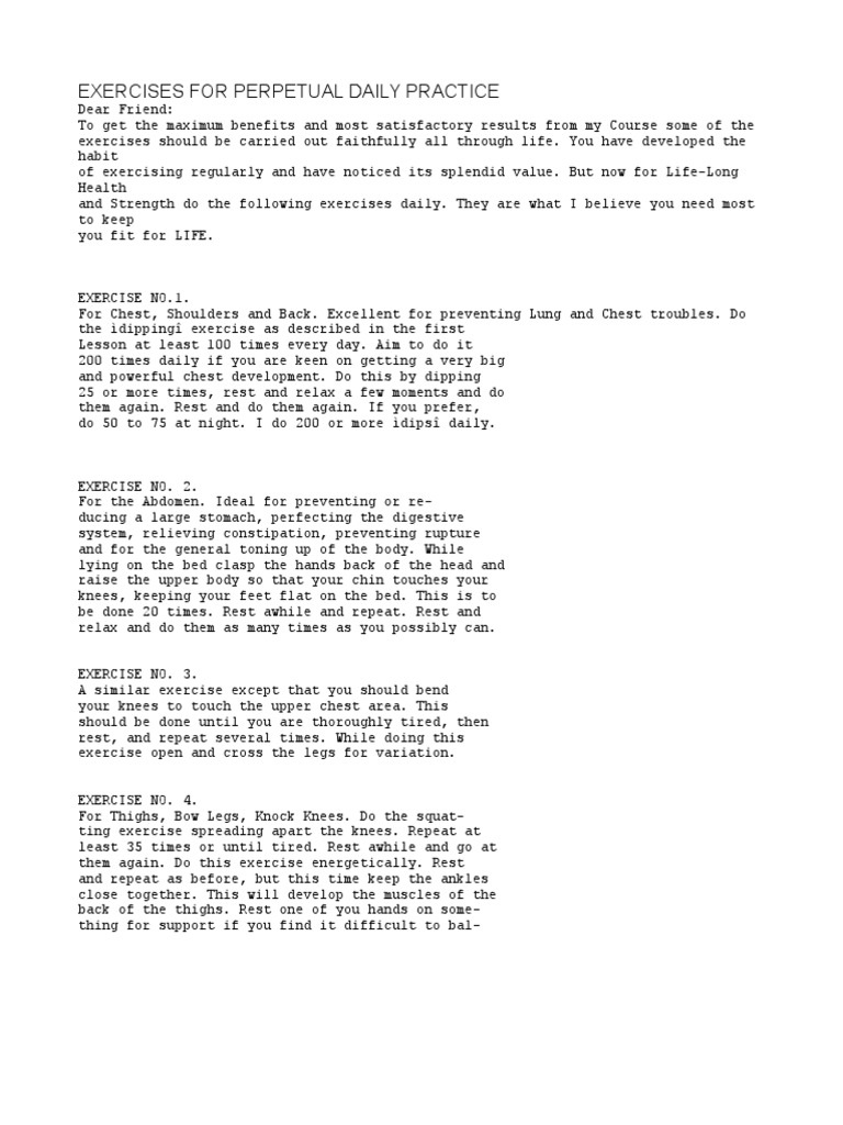 10 Exercises of Charles Atlas For Fitness | Download Free PDF | Sports