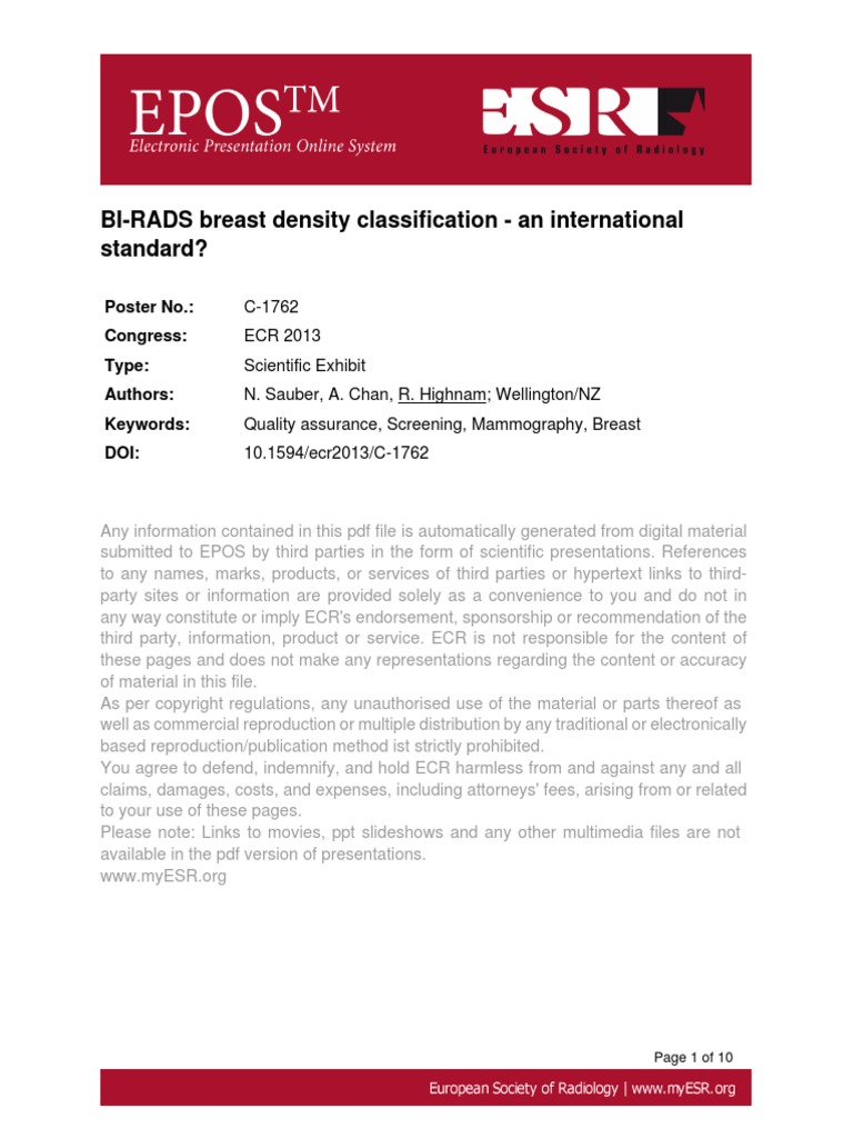 BI-RADS Breast Density Classification - An International Standard ...