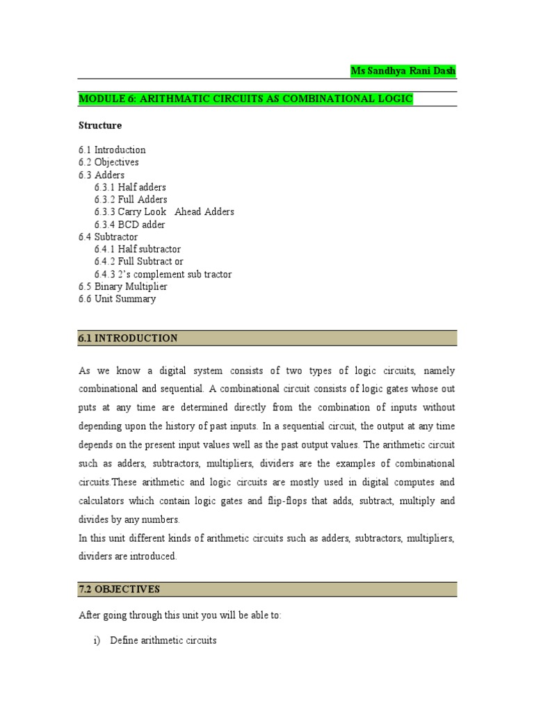 Badass Tutorial Unit 6 Adders Subtractors | PDF | Subtraction | Binary ...