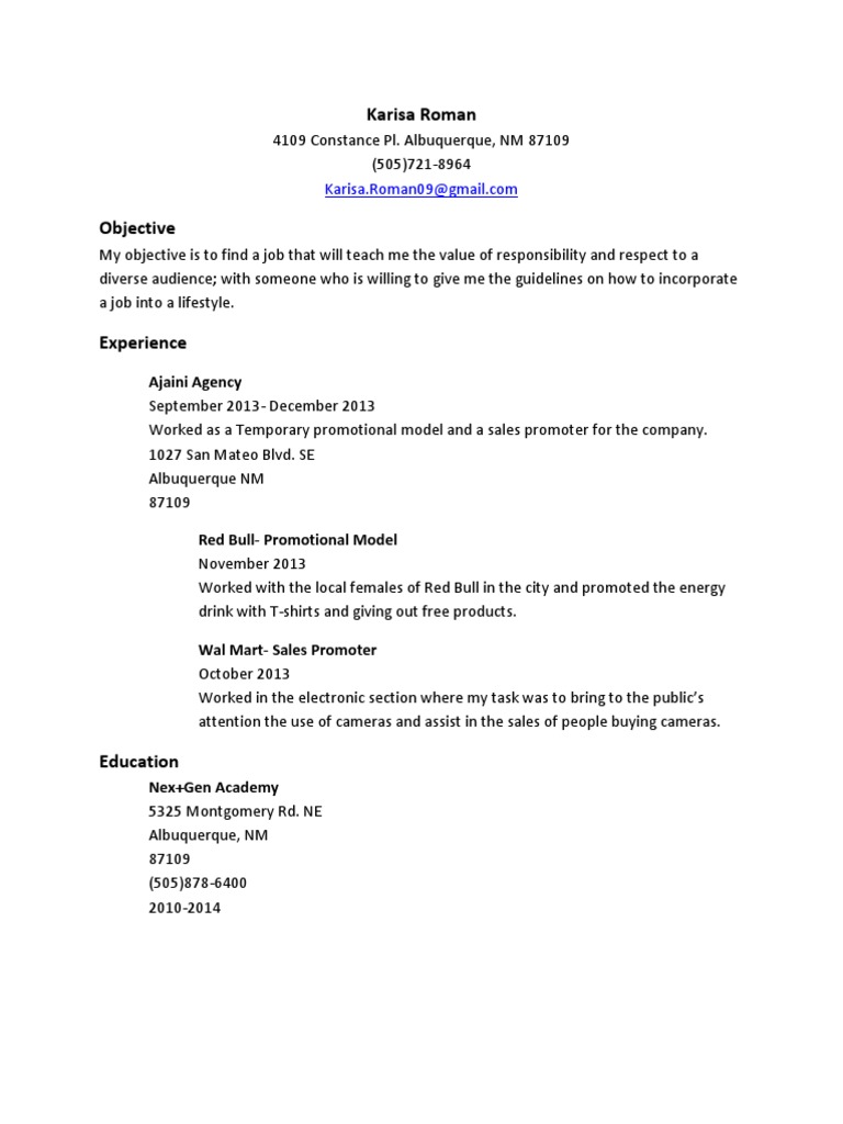 Karisa Roman's Job Experience & Objective | PDF | Career & Growth