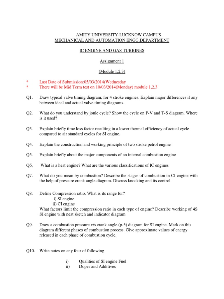 66d7cIC Engine Assignment | PDF | Internal Combustion Engine | Diesel ...