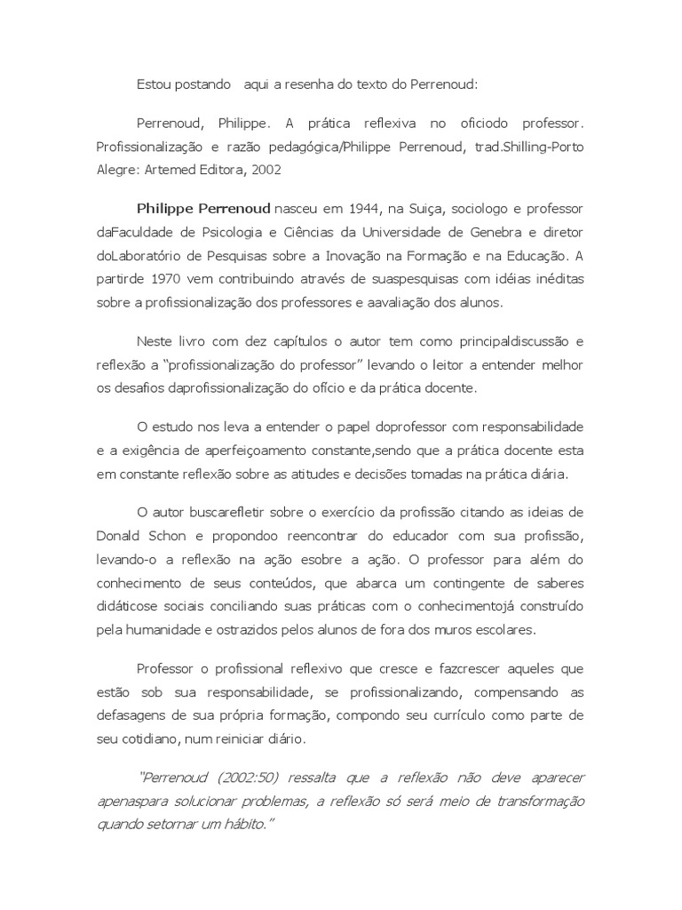 Perrenoud - Philippe - A Prática Reflexiva No Oficiodo Professor ...