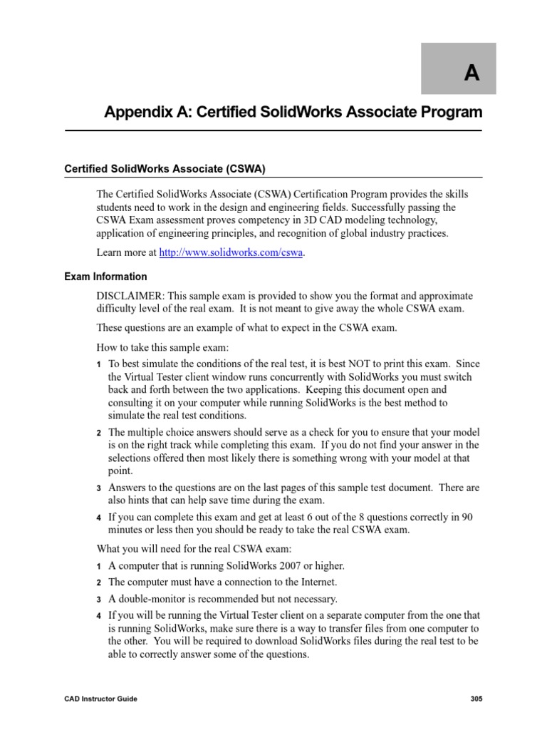 Edu Cswa Sample Exam 2013 Eng | PDF | Test (Assessment) | Technical Drawing