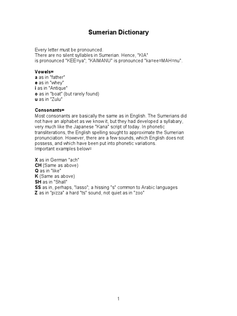 Sumerian Dictionary | PDF