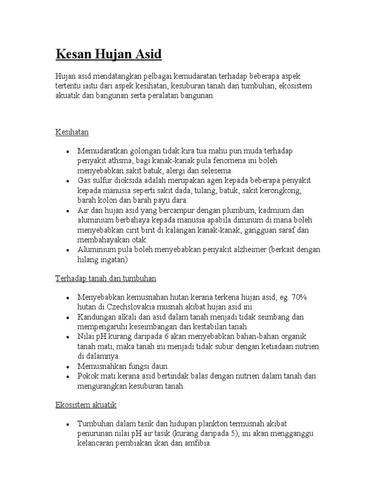 Kesan Hujan Asid | PDF