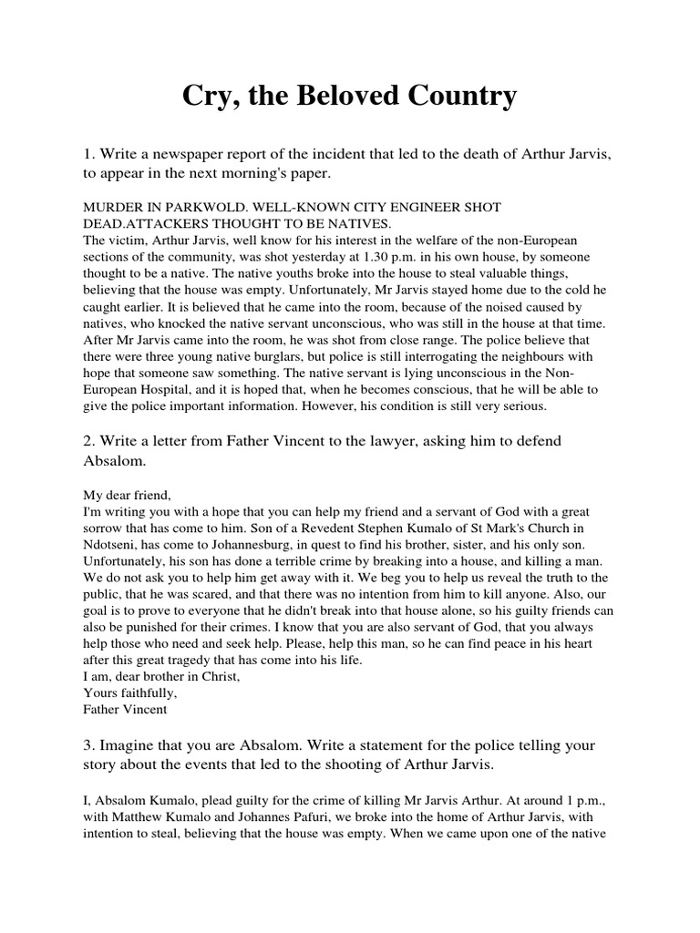 Cry, The Beloved Country | PDF