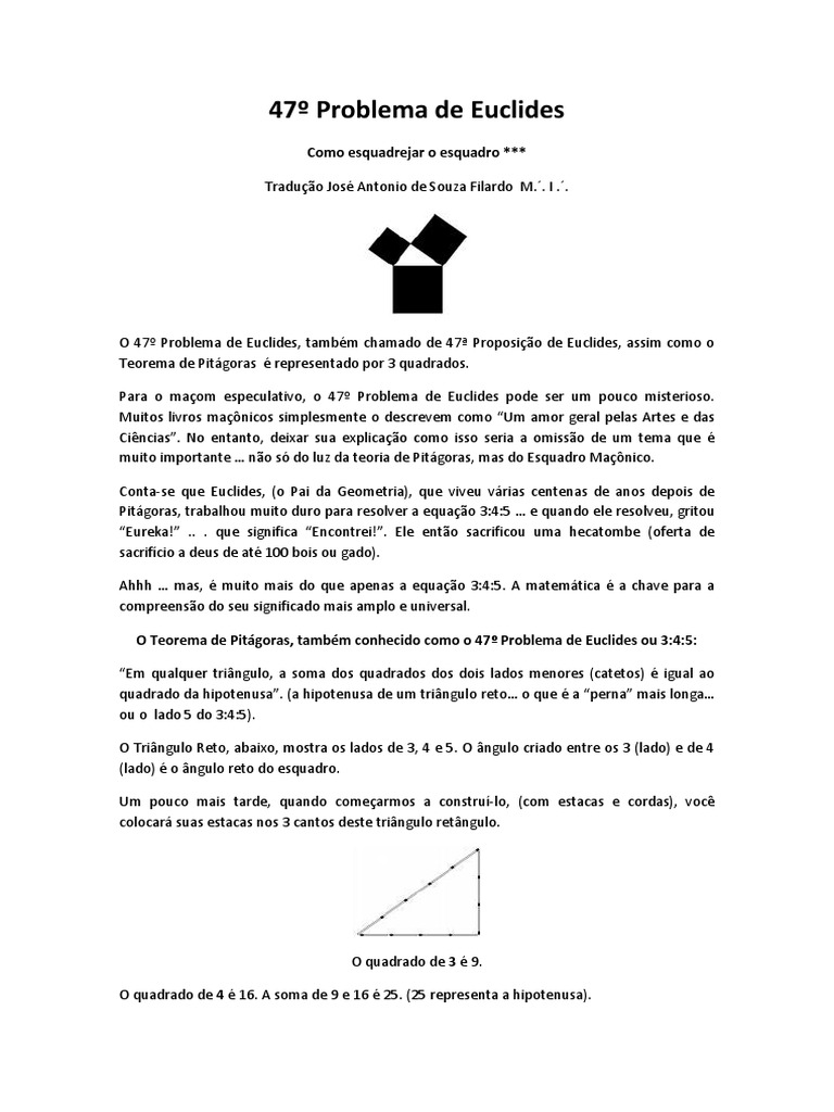 47º Problema de | PDF | Maçonaria | Triângulo