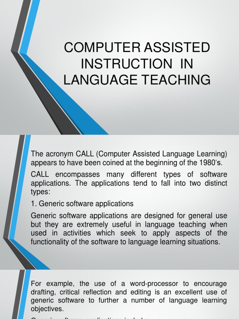 F Computer Assisted Instruction in Language Teaching | PDF | Educational Technology | Simulation