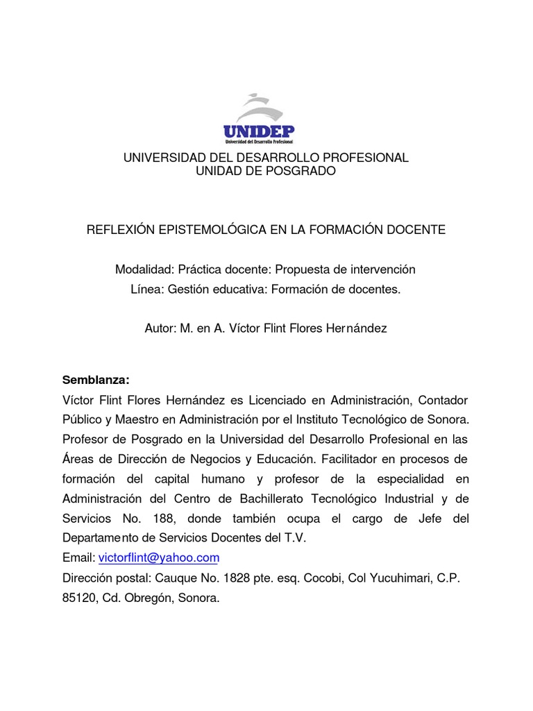 Reflexión Epistemológica en La Formación Docente (VFFH) | PDF ...