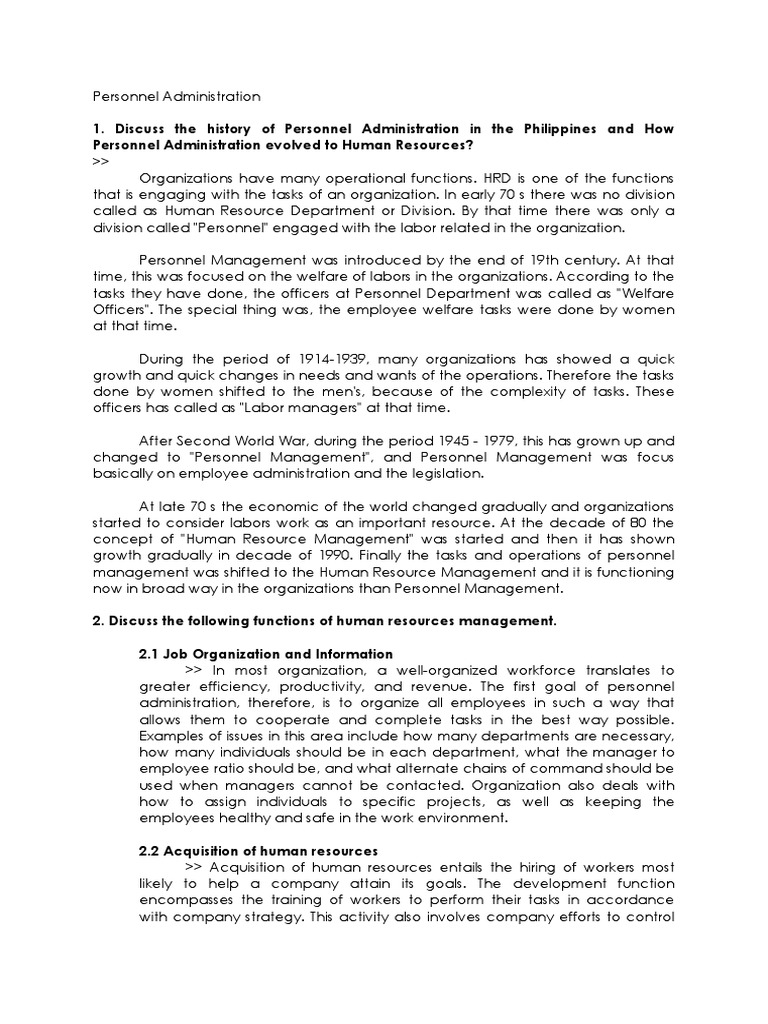 Personnel Administration | PDF | Human Resource Management ...