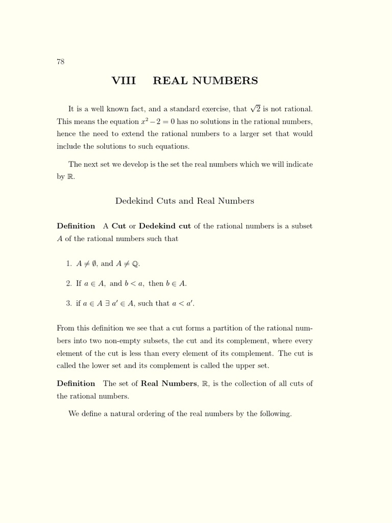 Real Numbers and Dedekind Cuts | PDF | Real Number | Sequence