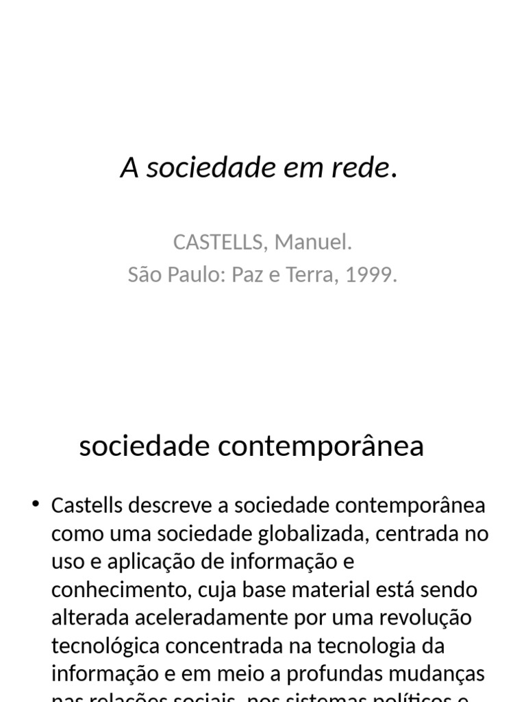 Sociedade em Rede e Nova Economia | PDF | Sociologia | Estado