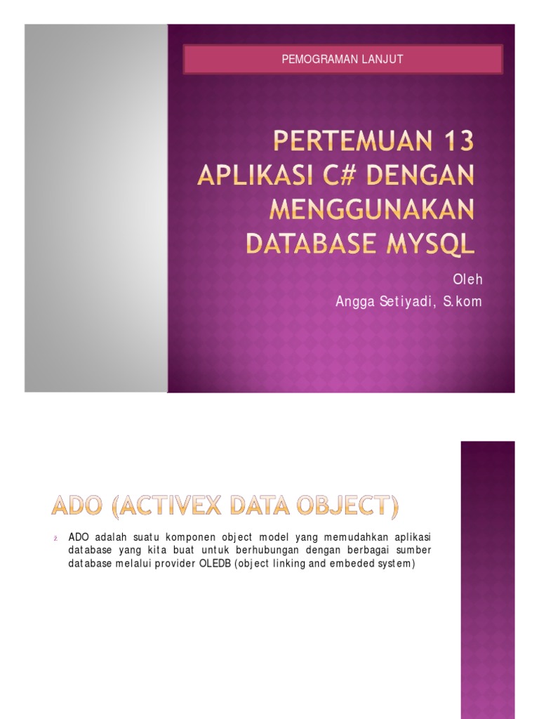 Aplikasi C# Dengan Menggunakan Database Mysql | PDF