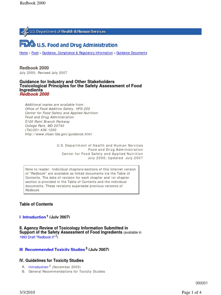 Redbook | PDF | Food And Drug Administration | Toxicology