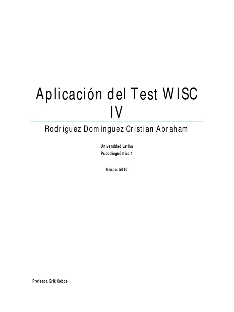 Aplicación de WISC IV | PDF | Memoria | Atención