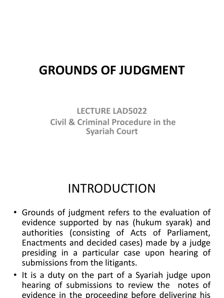 Lad5022 Grounds of Judgement | PDF | Judgment (Law) | Evidence