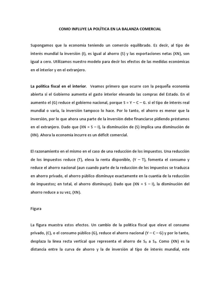 Como Influye La Política en La Balanza Comercial | PDF | Balance ...