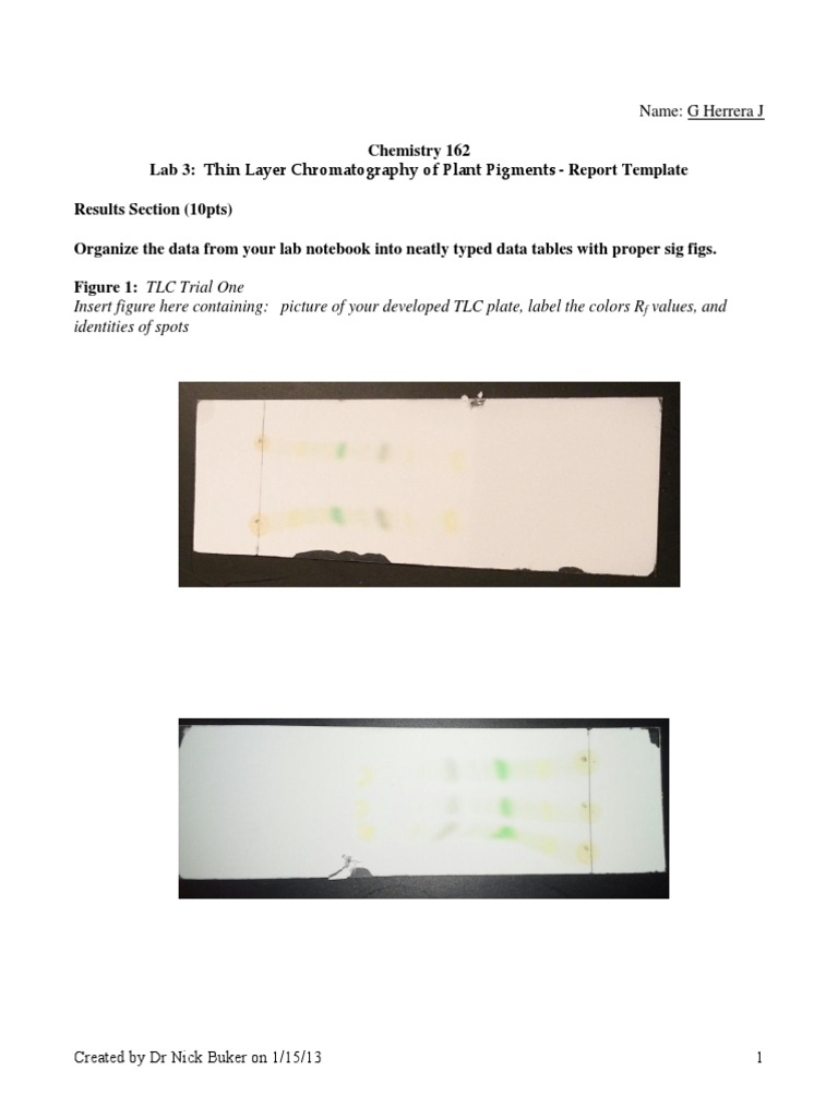 Lab3 TLC Chromatography Report | PDF | Chlorophyll | Thin Layer ...