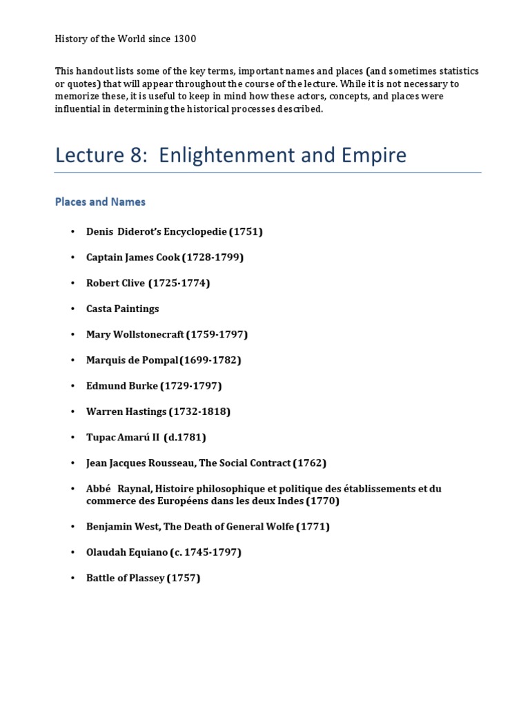 Key Figures in Enlightenment History | PDF | Travel | History